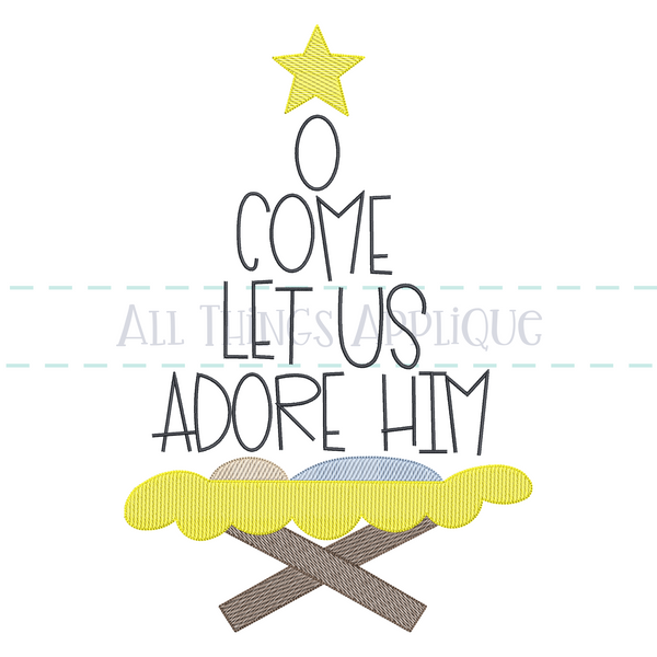 O Come Let Us Adore Him - Sketch – allthingsapplique