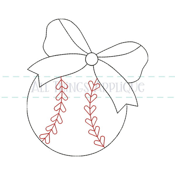 Baseball with Bow - Bean – allthingsapplique