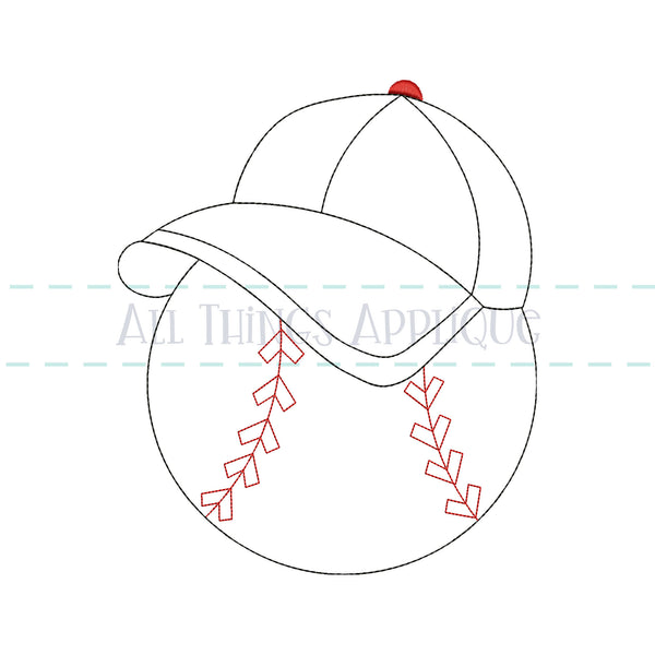 Baseball with Cap - Bean – allthingsapplique