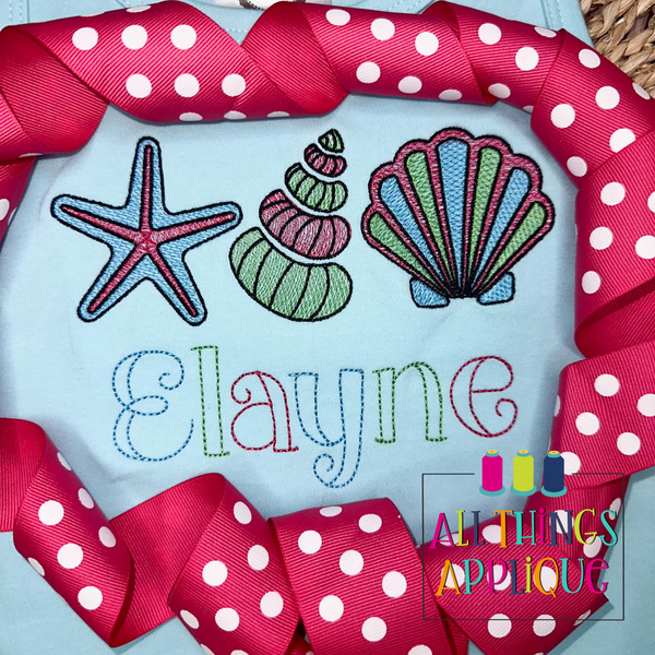 Shell Trio - Sketch – allthingsapplique