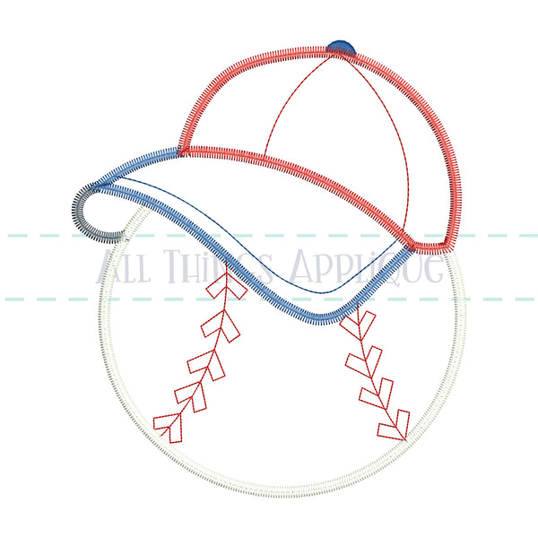 Baseball with Cap - Zig Zag – allthingsapplique
