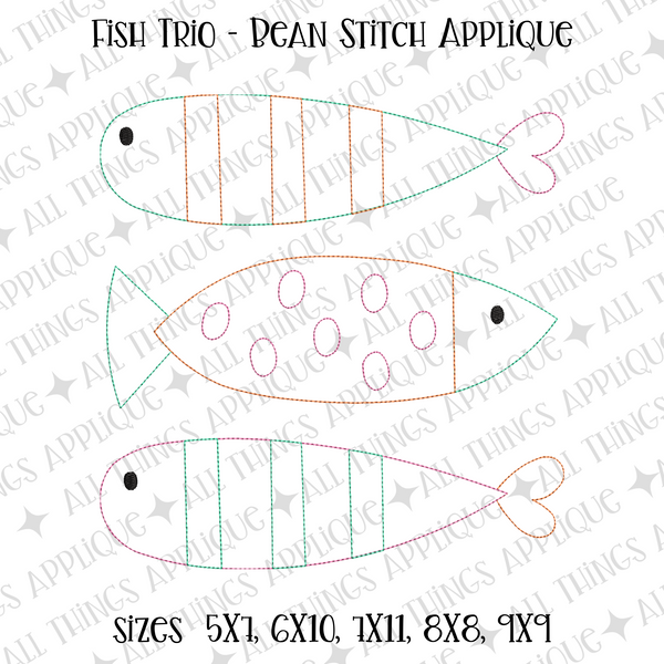 Fish Trio - Bean – allthingsapplique