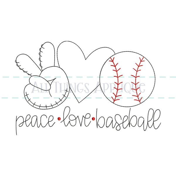 Peace Love Baseball - Bean – allthingsapplique