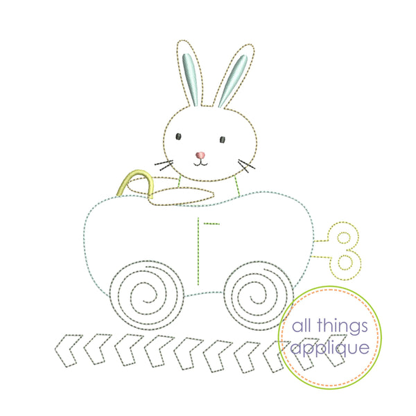 Bunny Race Car Applique Design – allthingsapplique