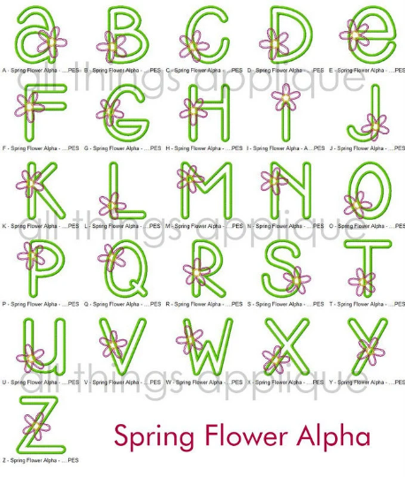 Spring Applique Alphabet Design with Flower – allthingsapplique