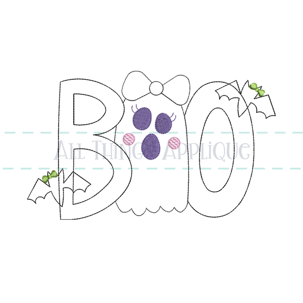 Boo with Bow - Bean – allthingsapplique