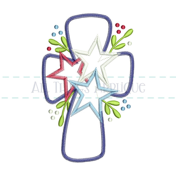 Cross with Star - Zig Zag – allthingsapplique