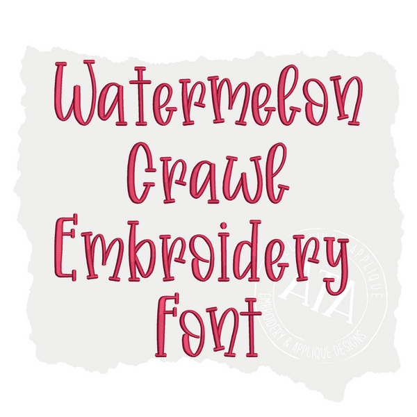 Watermelon Crawl Embroidery Font – allthingsapplique