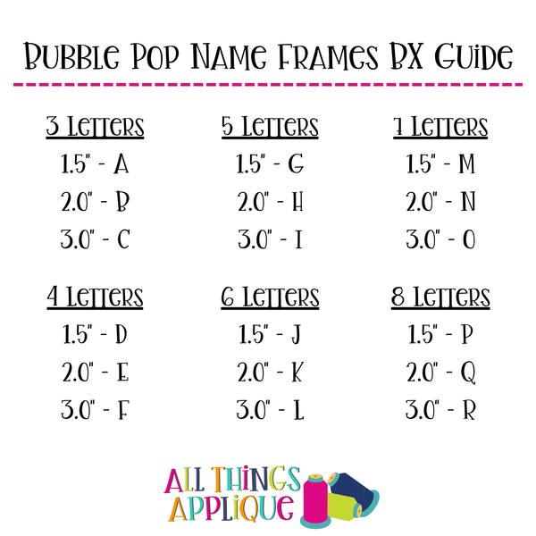 Bubble Pop Name Frames - Satin – allthingsapplique