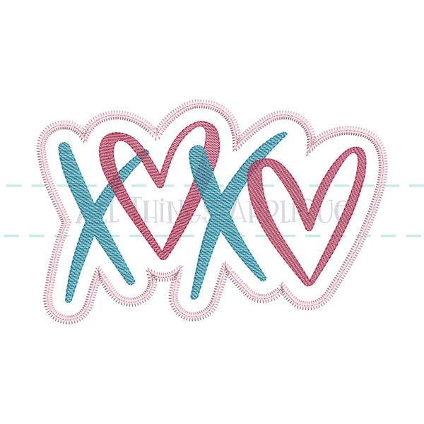 XOXO - Cursive - Sketch & Zig Zag – allthingsapplique