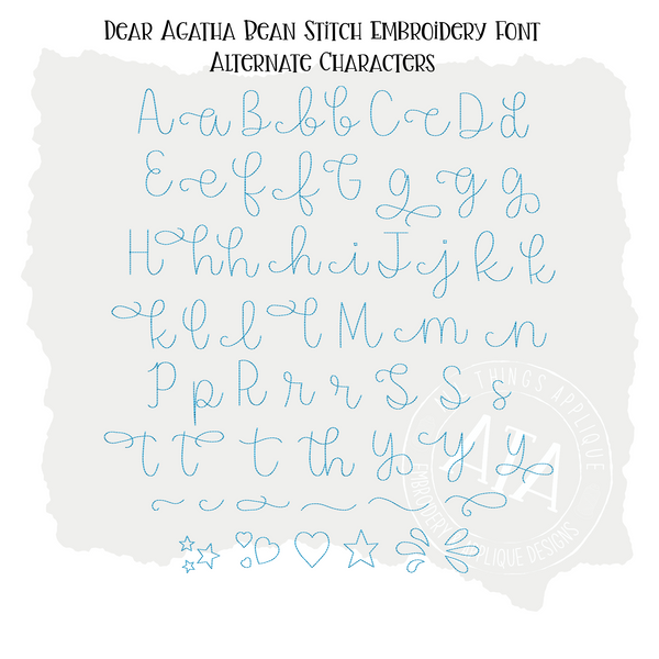 Dear Agatha Bean Stitch Embroidery Font – allthingsapplique