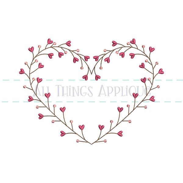 Valentine Embroidery Design - Hearts on a Vine Monogram Frame Machine ...
