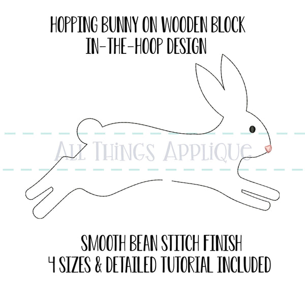 Hopping Bunny on Wooden Block - Smooth – allthingsapplique
