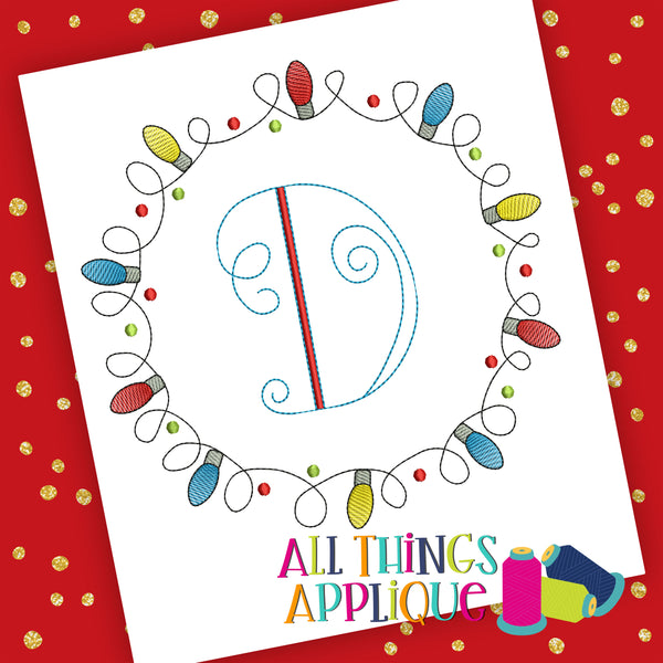 Christmas Lights Embroidery Monogram Frame – allthingsapplique