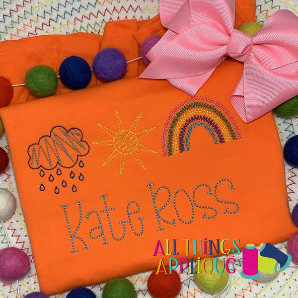 Rain Sun Rainbow Embroidery Design – allthingsapplique