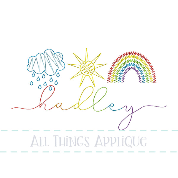 Rain Sun Rainbow Embroidery Design – allthingsapplique