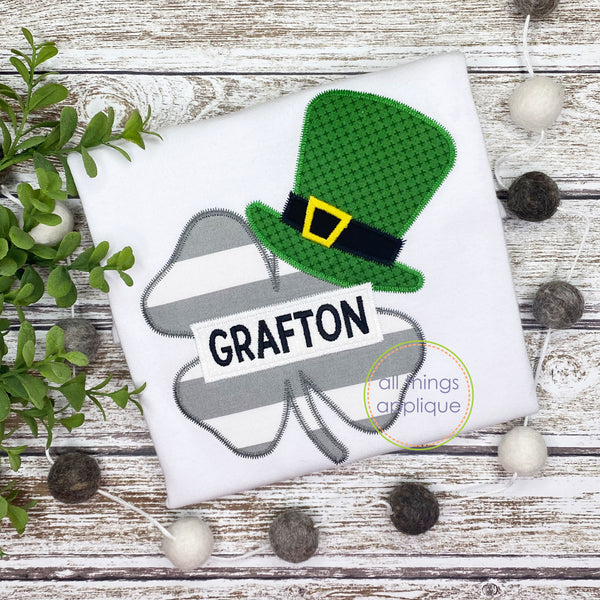 Shamrock with Hat and Name -Zig Zag – allthingsapplique