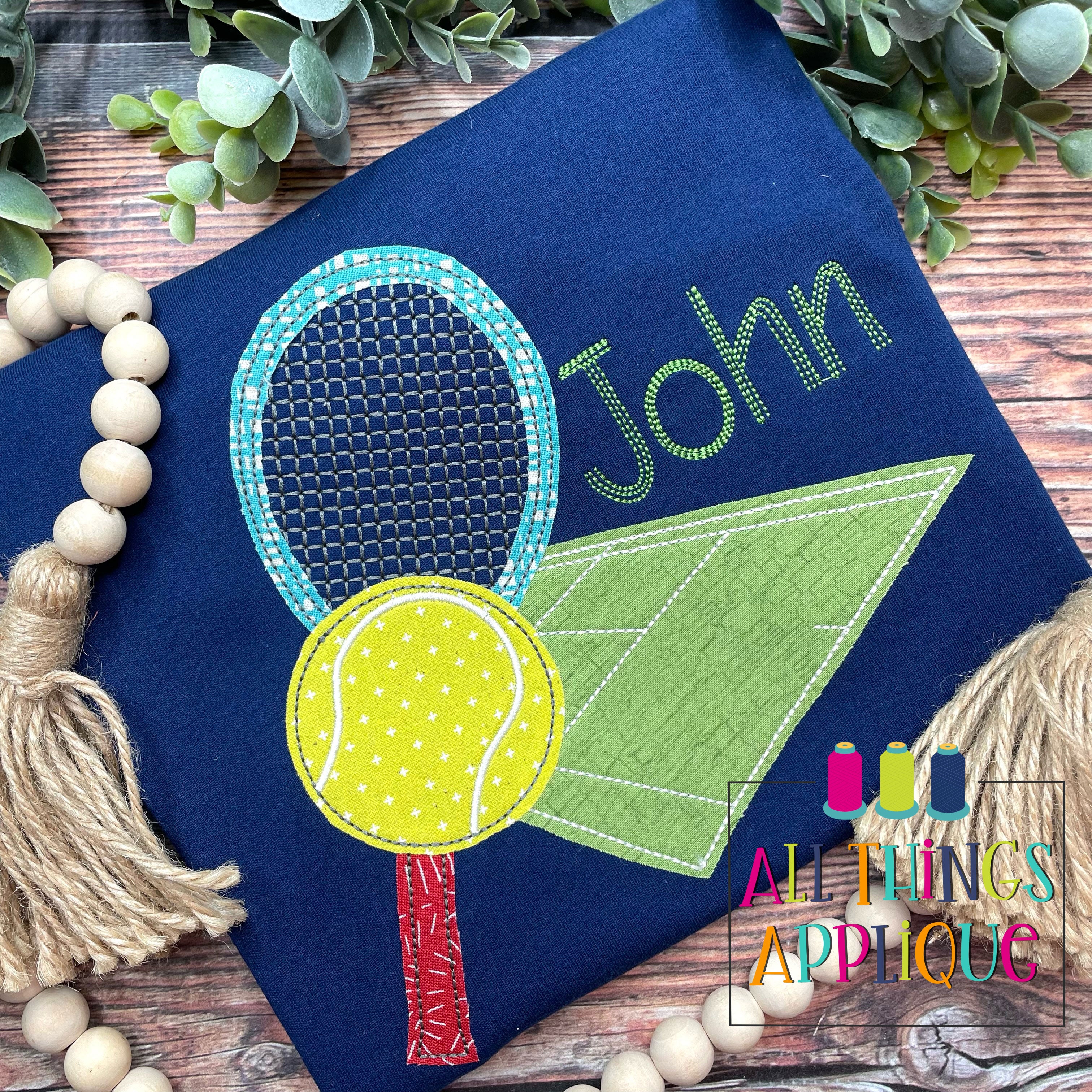 Tennis Racket Embroidery Design